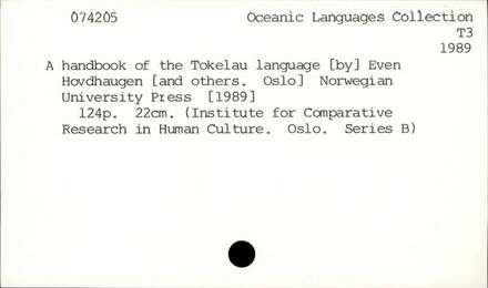 A handbook of the Tokelau language - Collections Online - Auckland War ...
