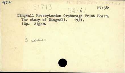 The story of Dingwall : published ... on the occasion of the twenty ...