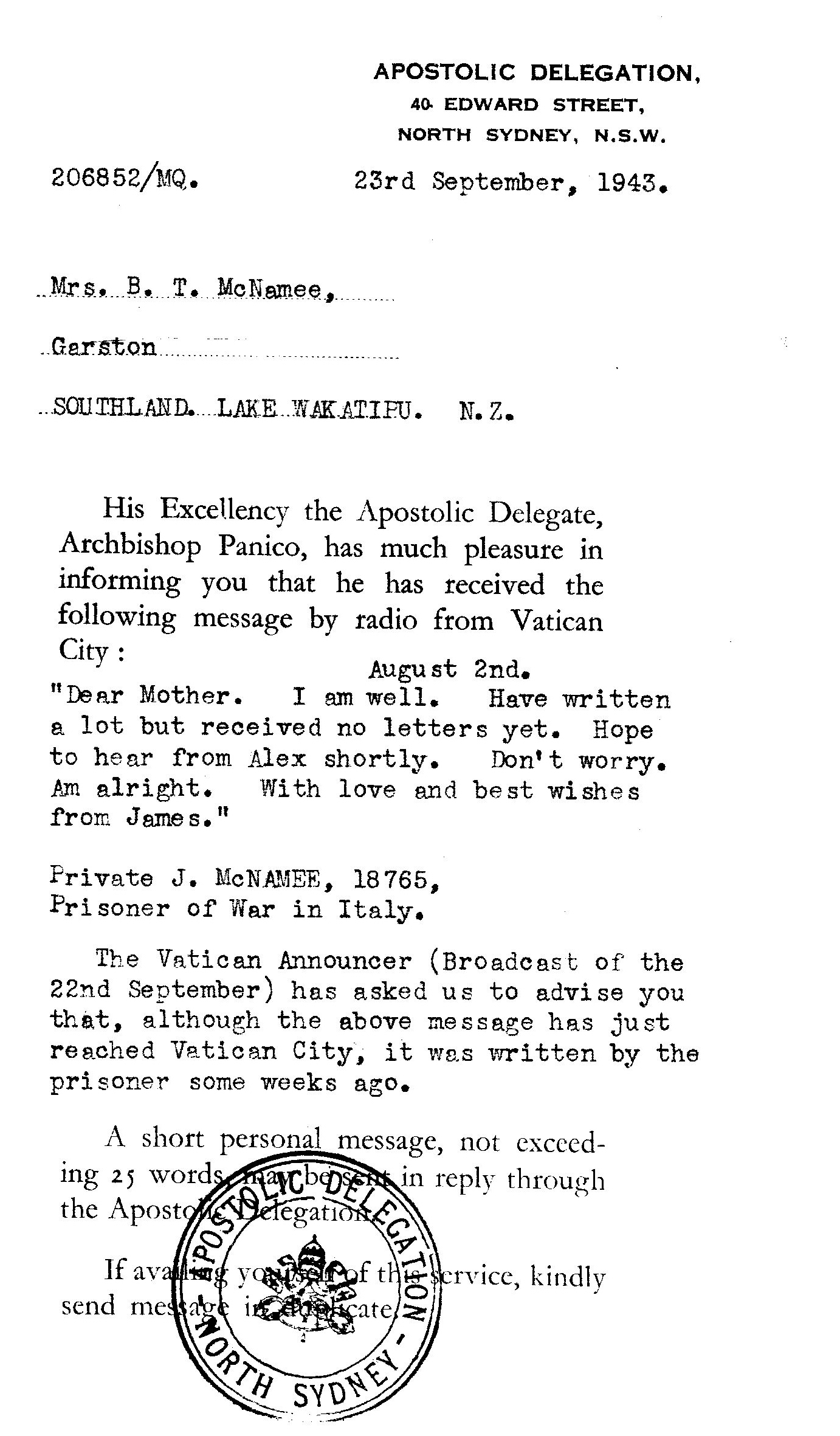 James Nicholas McNamee - Online Cenotaph - Auckland War Memorial Museum