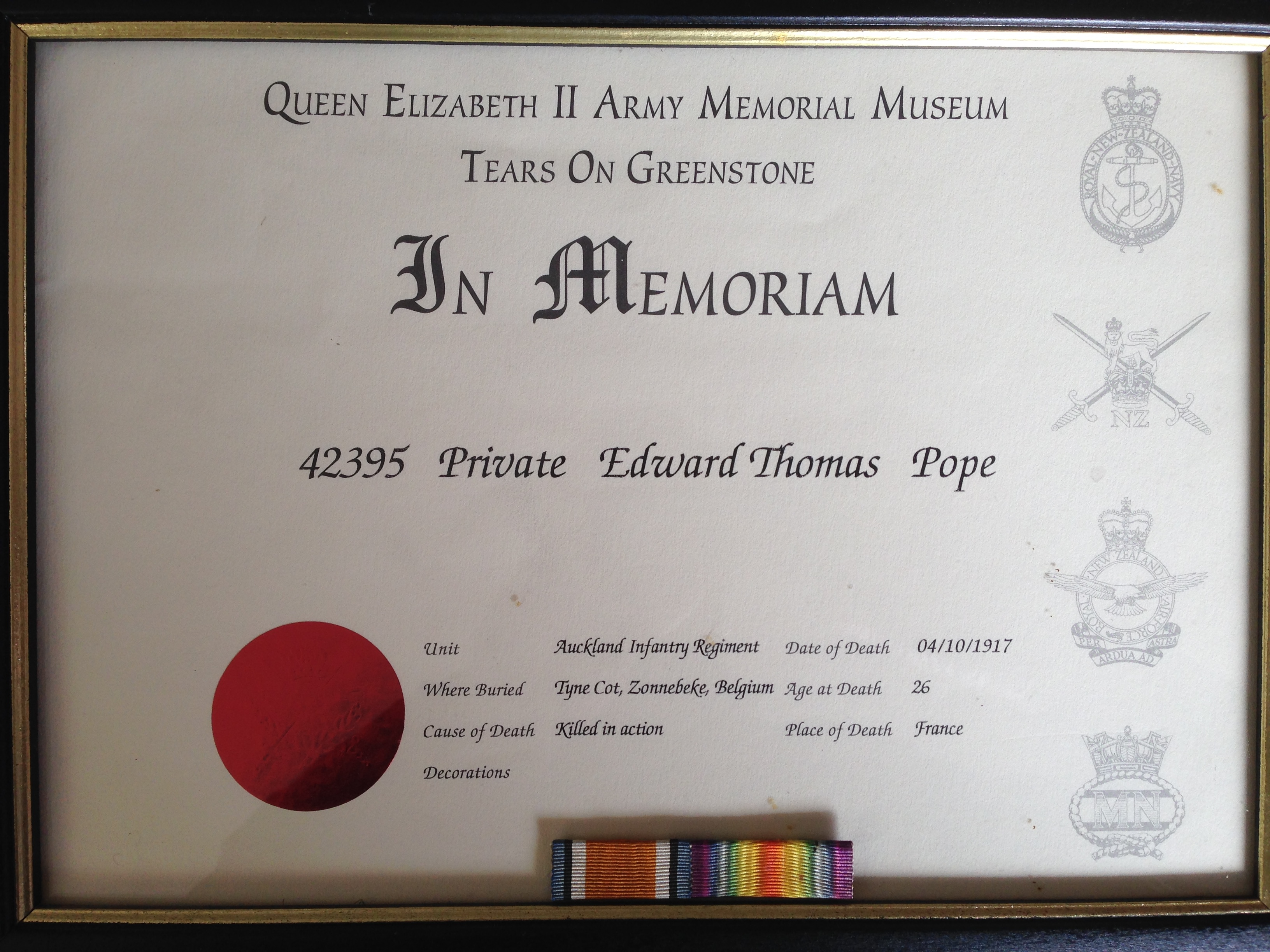Edward Thomas Pope - Online Cenotaph - Auckland War Memorial Museum