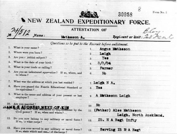 Angus Matheson - Online Cenotaph - Auckland War Memorial Museum