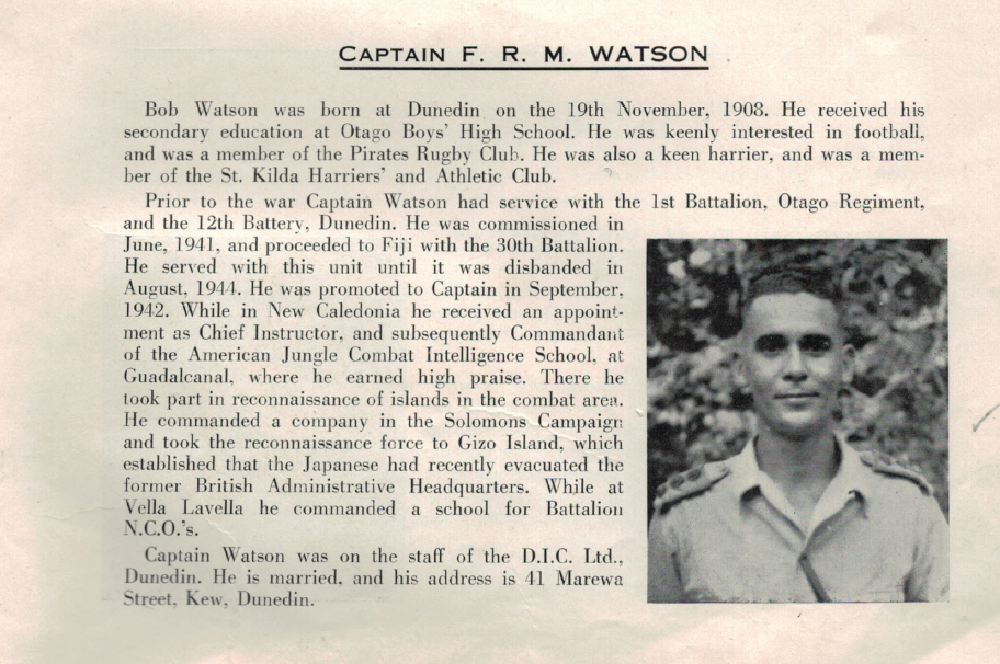 Frederick Robert Magnus Watson - Online Cenotaph - Auckland War ...