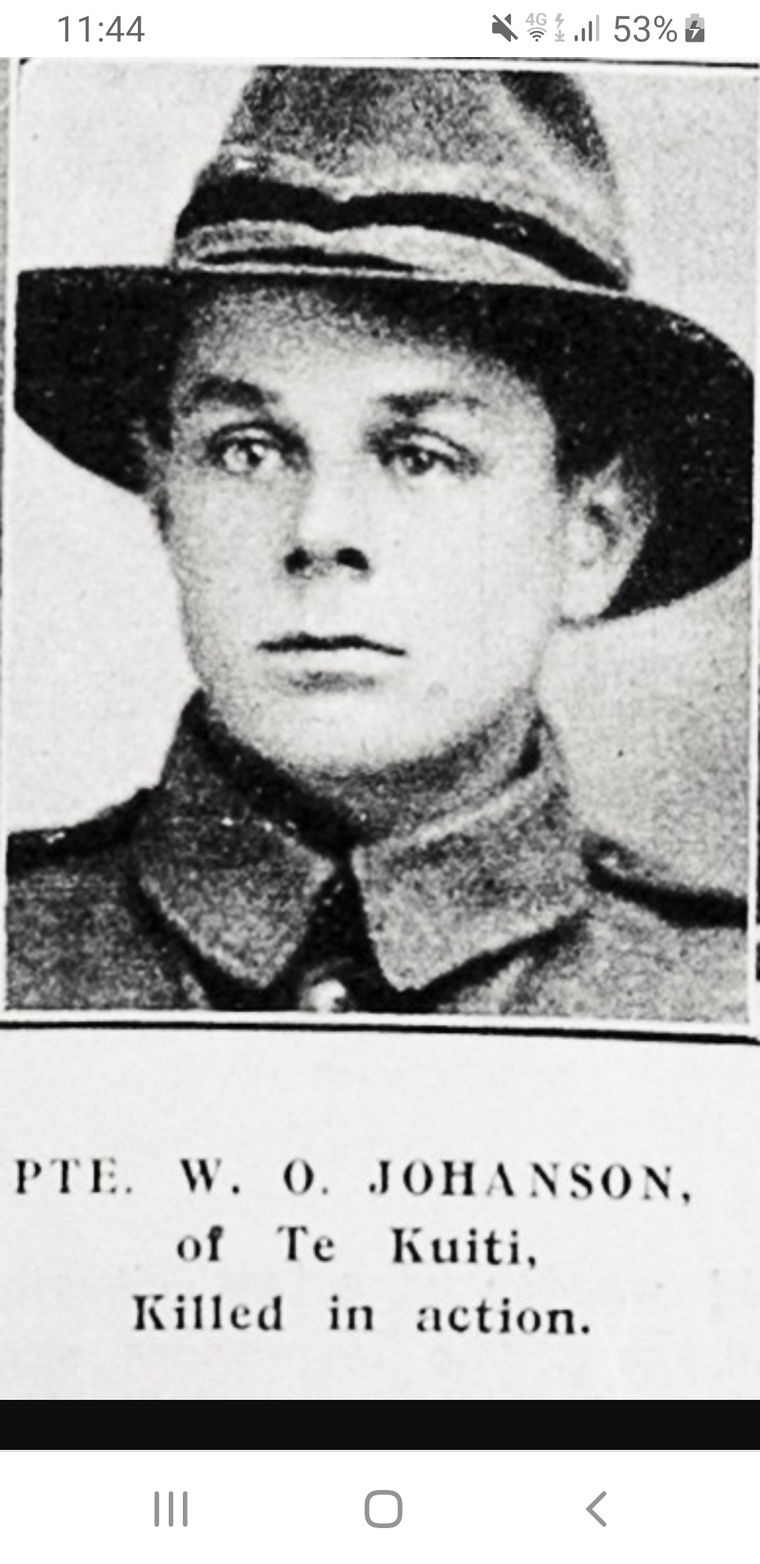 Walter Oscar Johanson - Online Cenotaph - Auckland War Memorial Museum