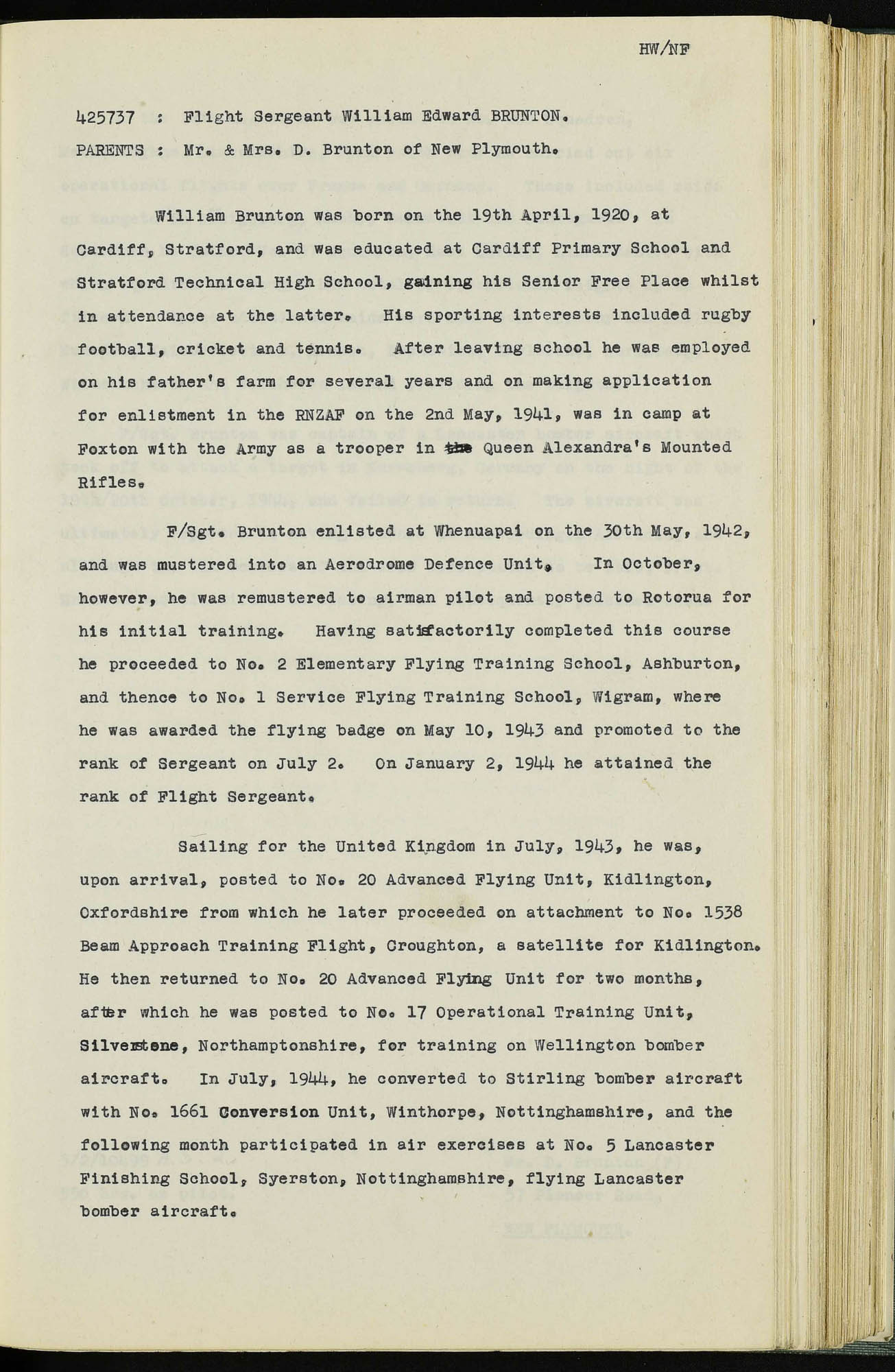 William Edward Brunton - Online Cenotaph - Auckland War Memorial Museum