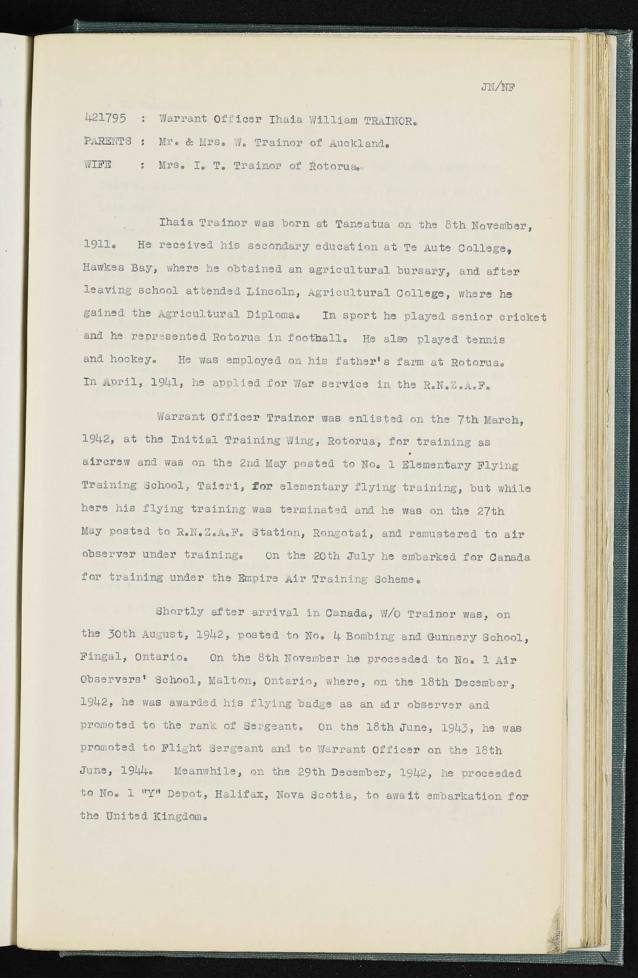 Ihaia William Trainor - Online Cenotaph - Auckland War Memorial Museum