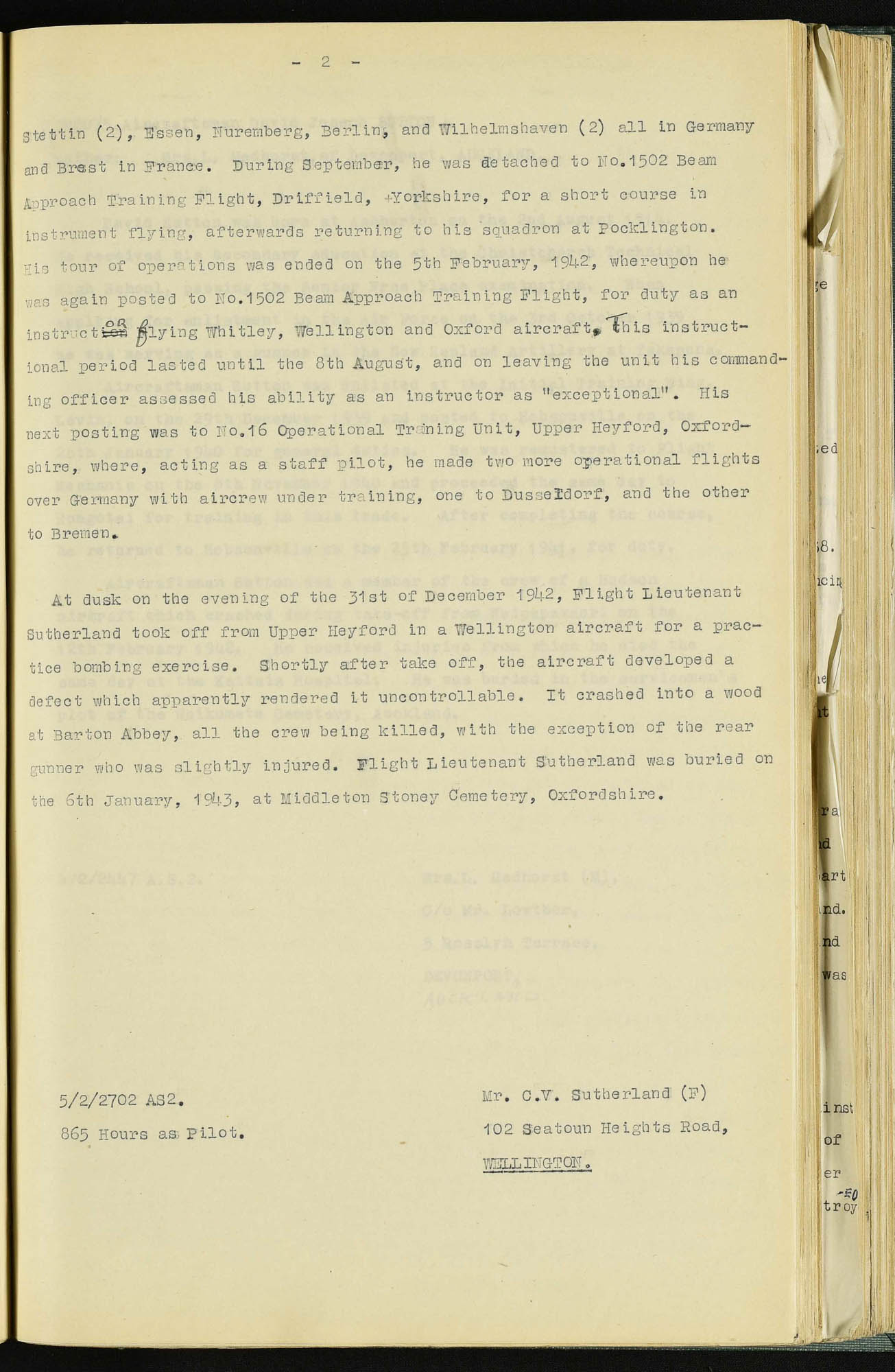 Vernon Elton Sutherland - Online Cenotaph - Auckland War Memorial Museum