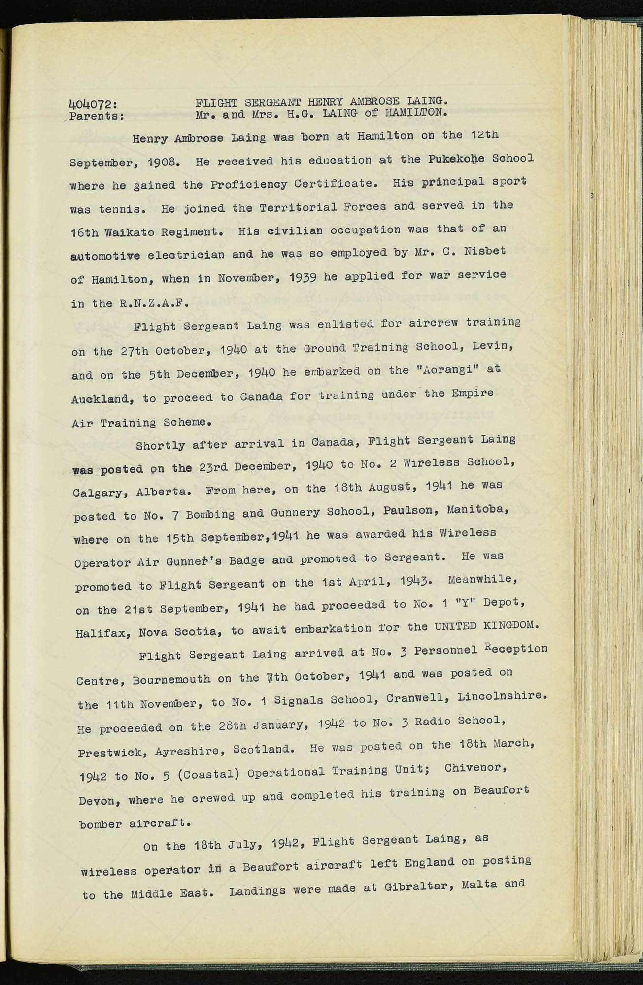 Henry Ambrose Laing - Online Cenotaph - Auckland War Memorial Museum