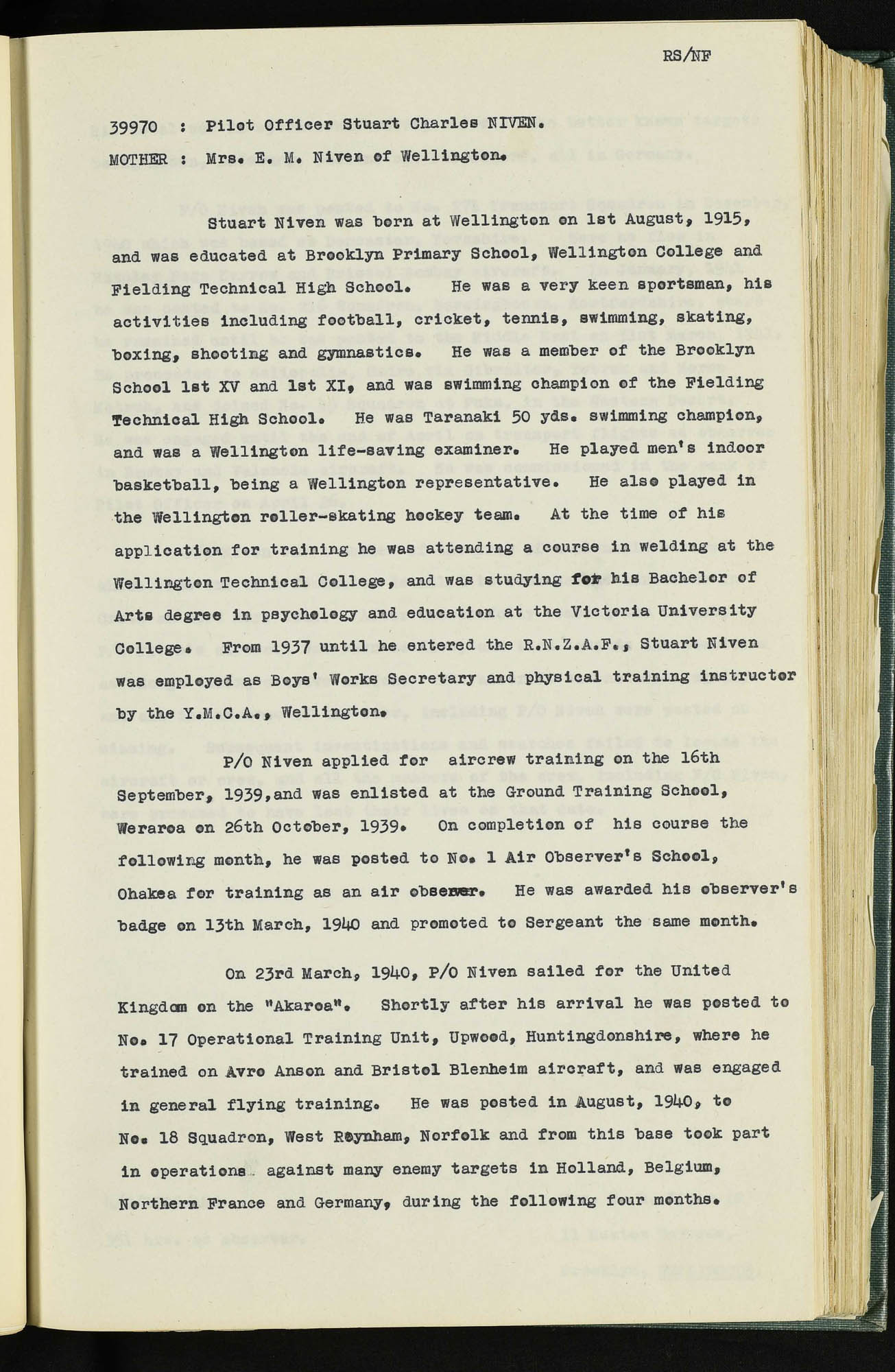 Stuart Charles Niven - Online Cenotaph - Auckland War Memorial Museum