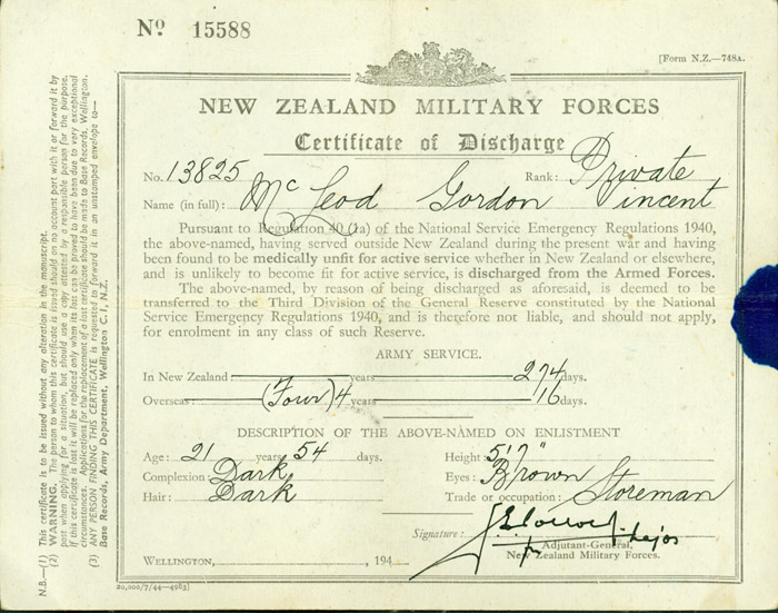 Gordon Vincent McLeod - Online Cenotaph - Auckland War Memorial Museum